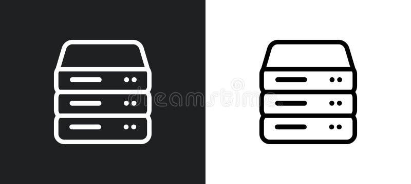 Storage Outline Icon in White and Black Colors. Storage Flat Vector ...