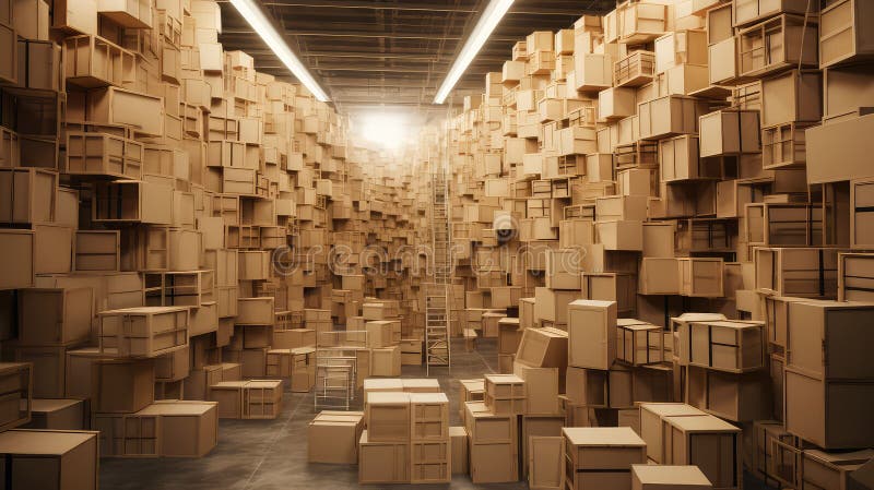 Storage piles of boxes stock illustration. Illustration of maze - 339926776