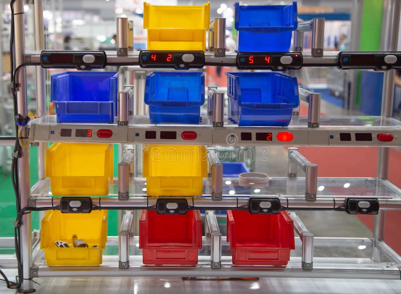 Storage plastic bin rack stock photo. Image of container - 159615090