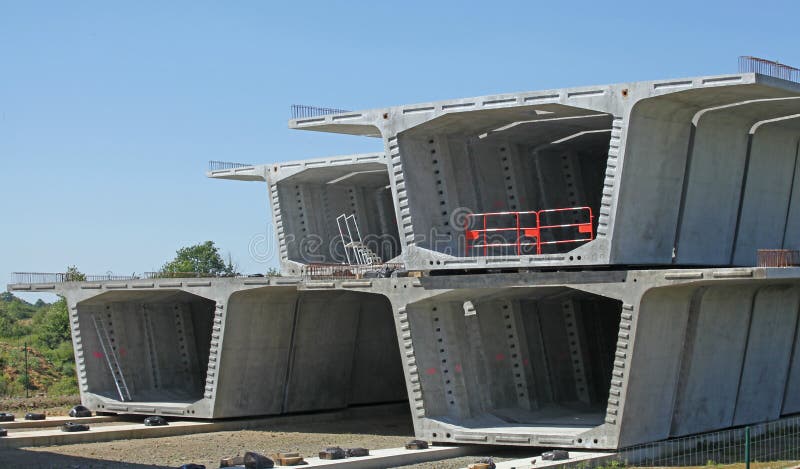 Prefabricated Structural Elements of Concrete Bridge Stock Photo ...