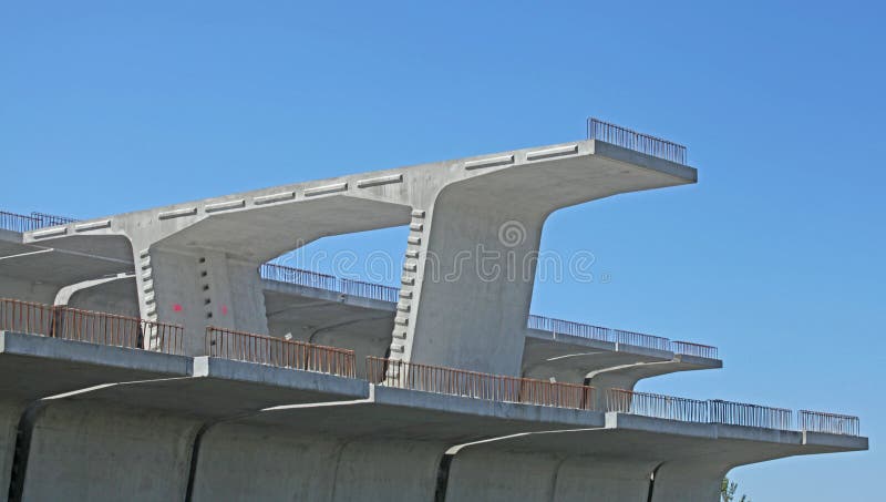 Prefabricated Structural Elements of Concrete Bridge Stock Image ...