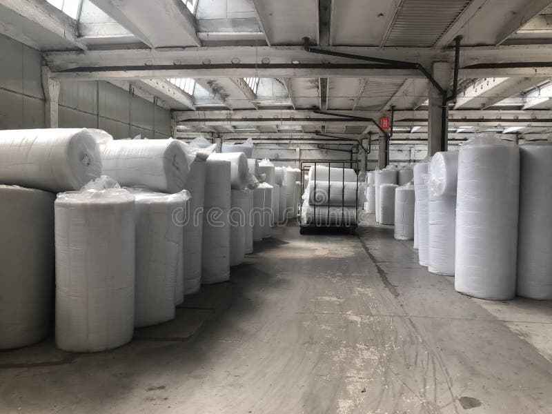 Storage of Raw Material in Rolls on Production Stock Photo - Image of ...