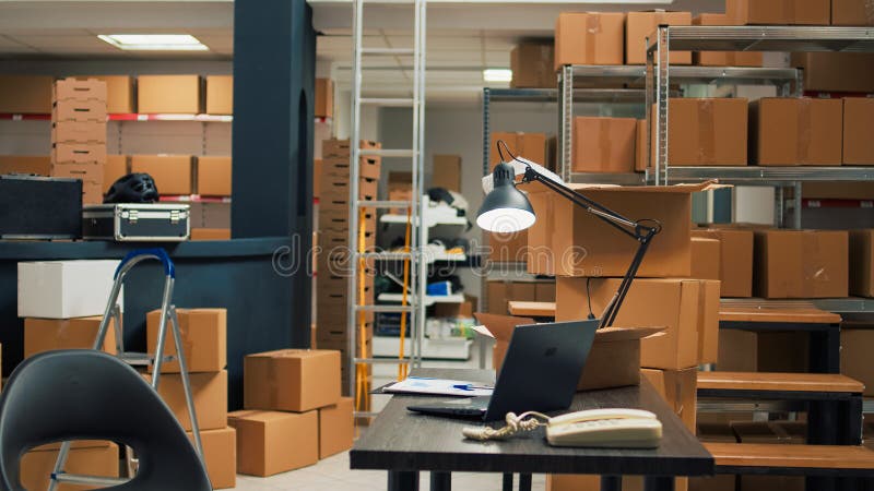 Storage Room Filled with Merchandise Packed in Boxes Stock Image ...