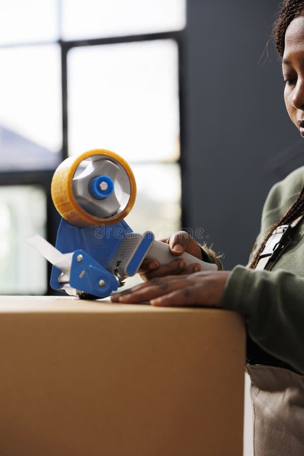 Storage Room Manager Preparing Clients Packages for Delivery Stock ...
