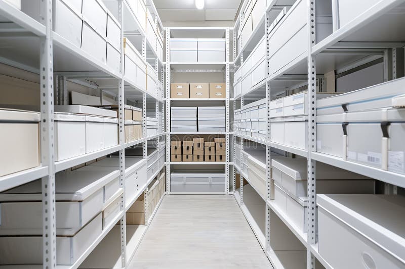 Storage Room with White and Brown Cardboard Boxes Stock Illustration ...