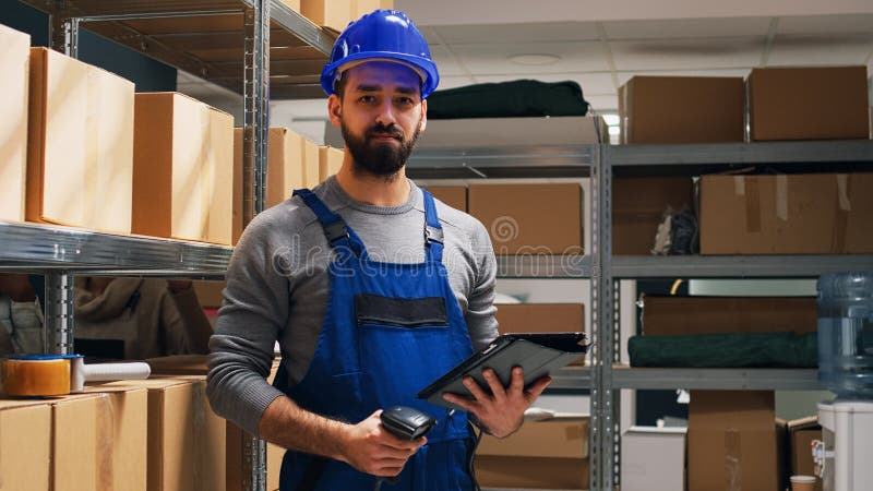 Storage Room Worker Scanning Barcodes on Boxes Stock Photo - Image of ...
