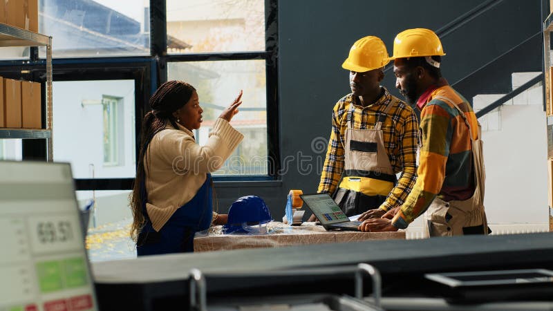 Storage Room Workers Checking Stock Logistics Stock Image - Image of ...