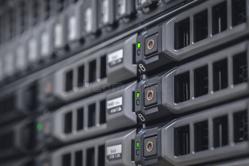 Storage Server with Many HDD Disks Inside Rack in Server Room Stock ...