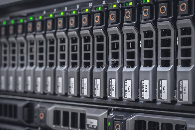 Storage Server with Many HDD Disks Inside Rack in Server Room Stock ...