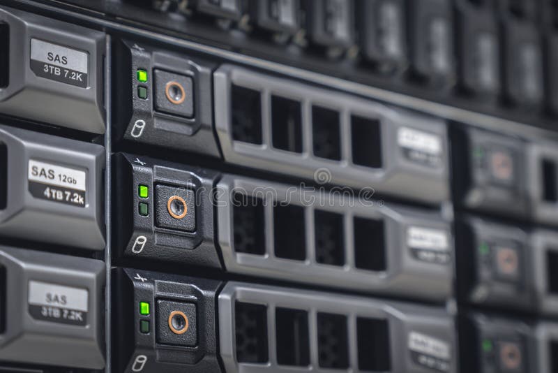 Storage Server with Many HDD Disks Inside Rack in Server Room Stock ...