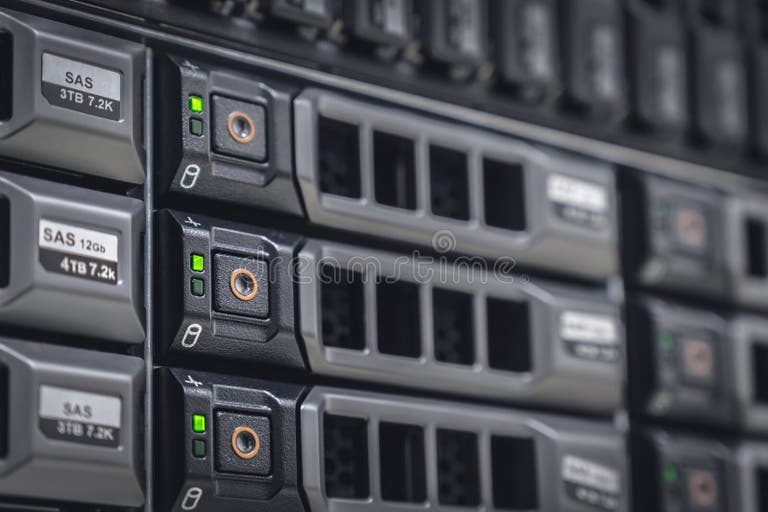 Storage Server with Many HDD Disks Inside Rack in Server Room Stock ...