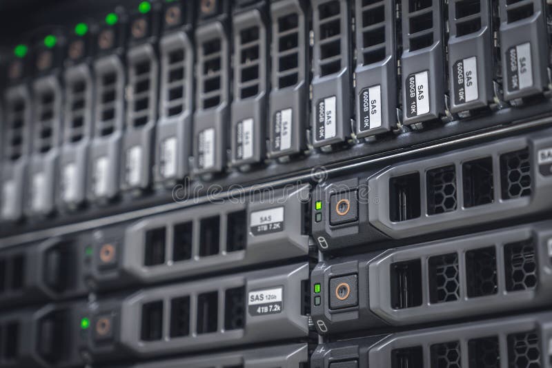 Storage Server with Many HDD Disks Inside Rack in Server Room Stock ...