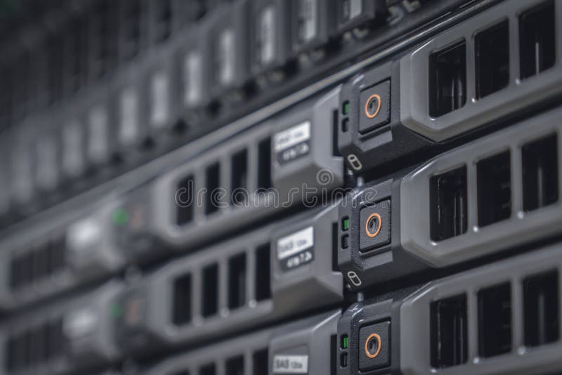 Storage Server with Many HDD Disks Inside Rack in Server Room Stock ...