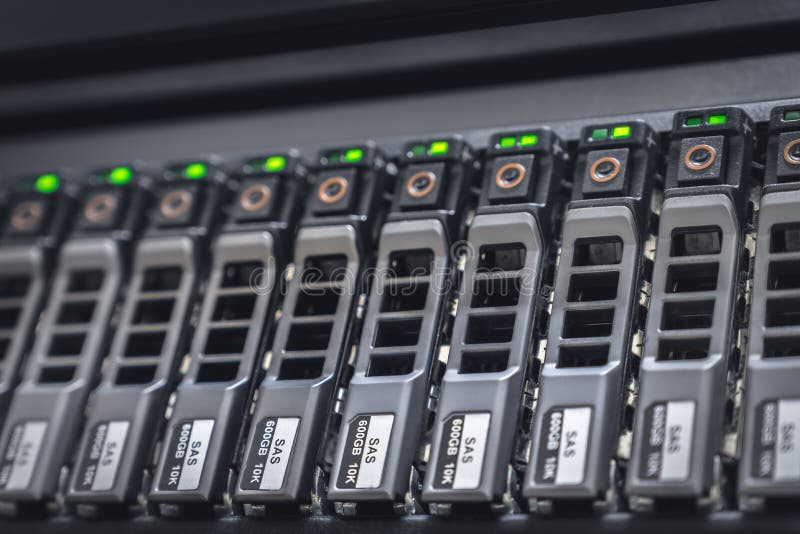 Storage Server with Many HDD Disks Inside Rack in Server Room Stock ...