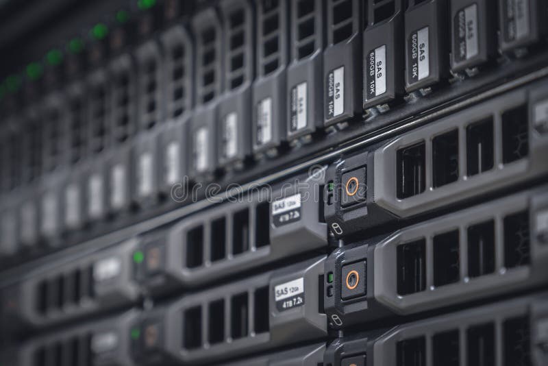 Storage Server with Many HDD Disks Inside Rack in Server Room Stock ...