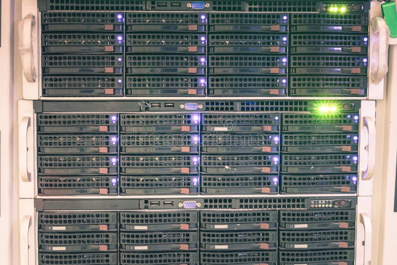 Storage Servers Installed in the Rack of the Server Room Stock Photo ...