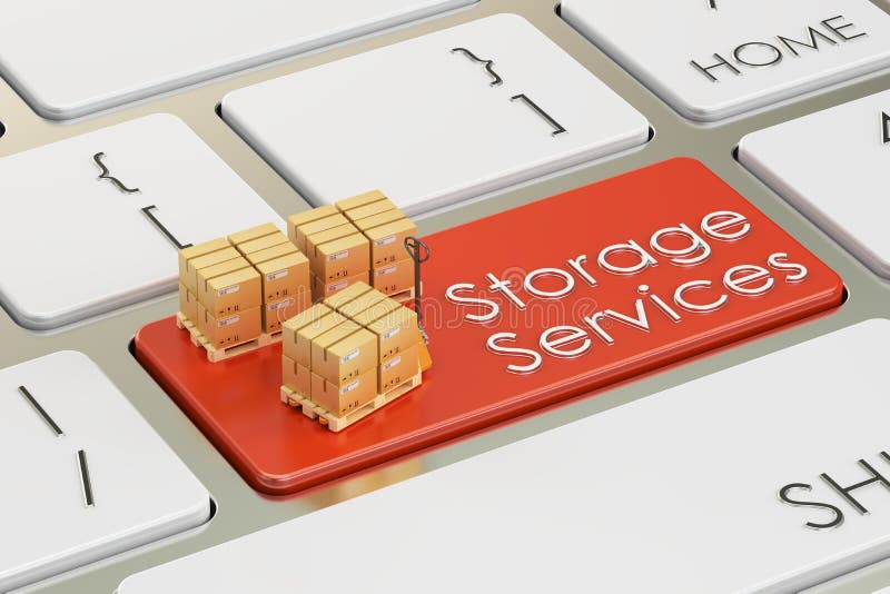 Storage Services Concept on Red Keyboard Button, 3D Rendering Stock ...