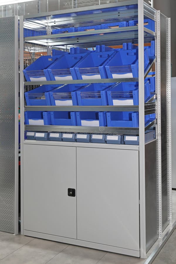 Warehouse bin trays stock image. Image of yellow, storehouse - 27789297