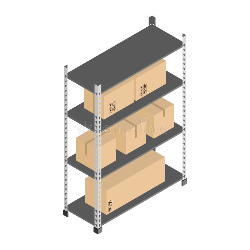 Storage Shelves with Boxes Vector Stock Vector - Illustration of ...