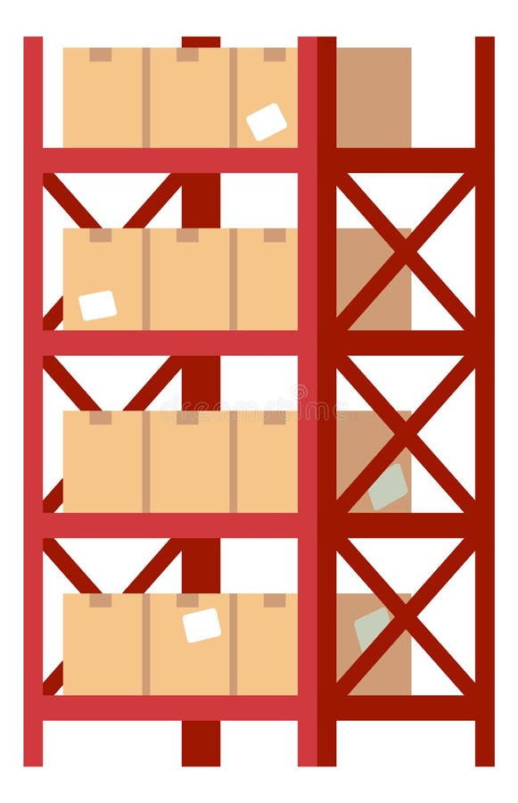 Storage Shelves with Shipping Boxes. Fulfillment Warehouse Icon Stock ...