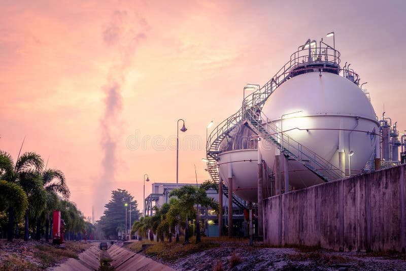 Gas Storage Sphere Tanks in Chemical Plant, Aerial View Stock Image ...