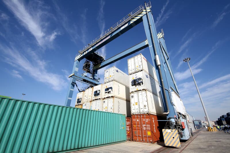 Storage of Standard Containers in Port. Editorial Stock Photo - Image ...