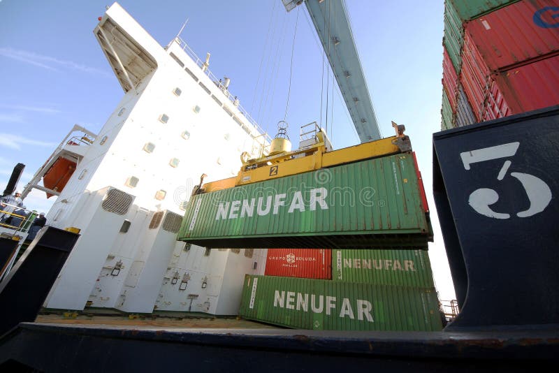 Storage of Standard Containers in a Ship. Editorial Photo - Image of ...