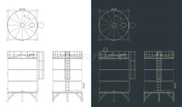 Storage tank blueprints stock vector. Illustration of storage - 256755889