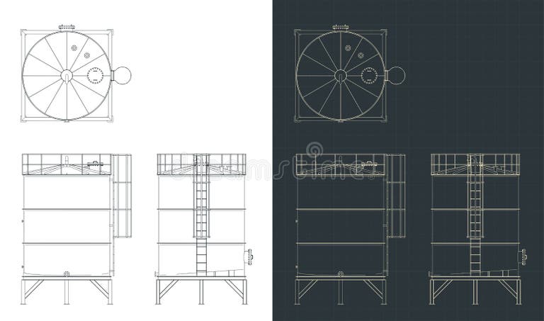 Storage tank blueprints stock vector. Illustration of storage - 256755889