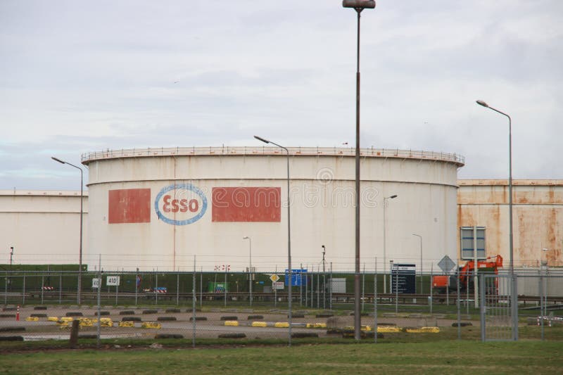 Storage Tanks at Exxon Mobile (Esso) in Botlek in the Port of Rotterdam ...