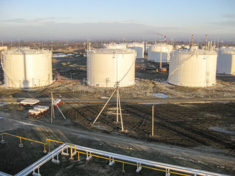 Storage Tanks for Petroleum Products Stock Photo - Image of industrial ...
