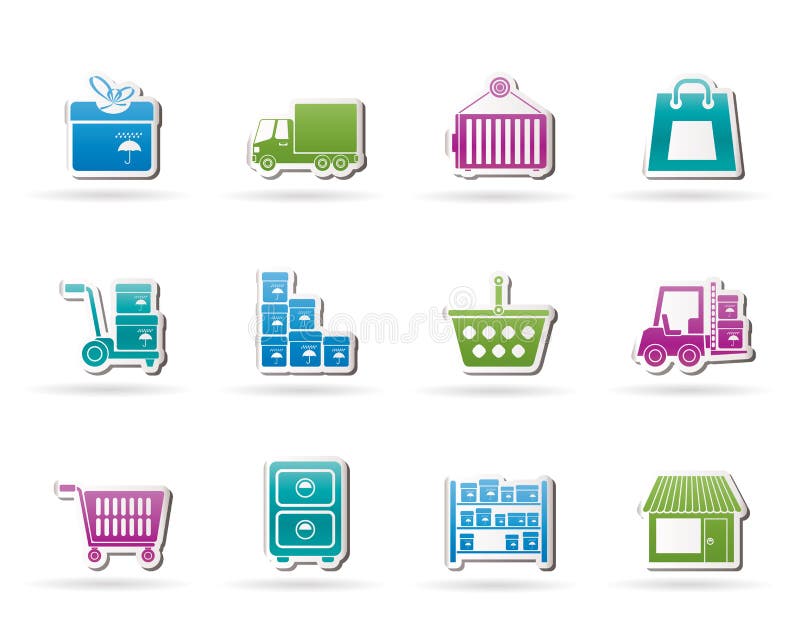 Storage, Transportation, Cargo and Shipping Icons Stock Vector ...