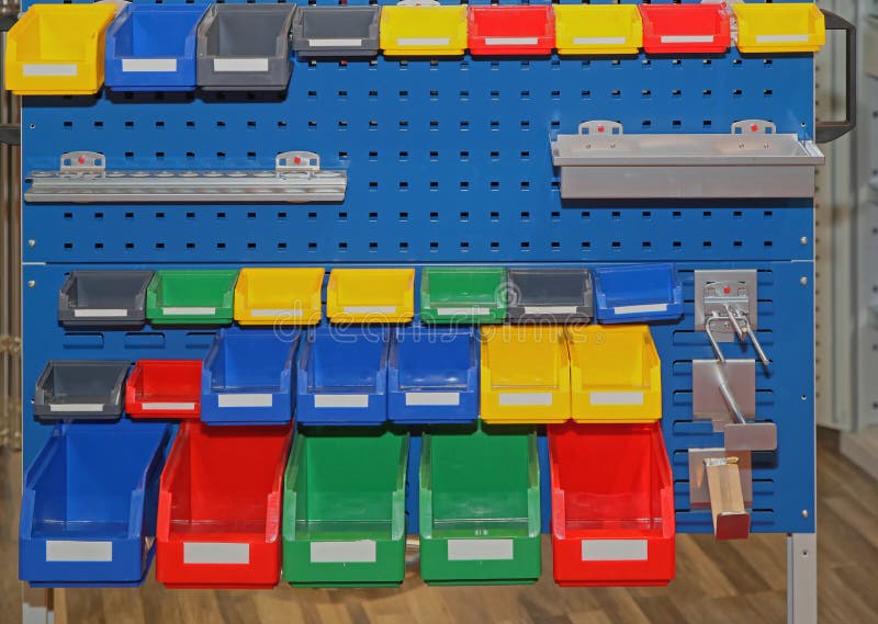 Warehouse bin trays stock image. Image of yellow, storehouse - 27789297