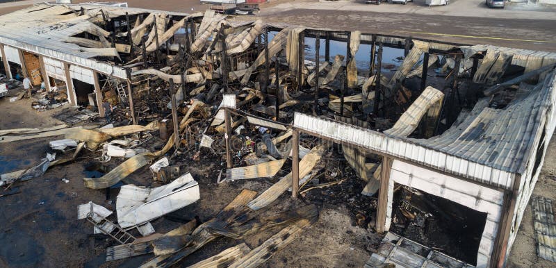 Storage Unit that Has Been Destroyed by Fire Stock Photo - Image of ...