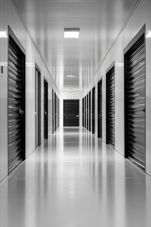 Storage Units Hallway stock photo. Image of corridor - 378566090