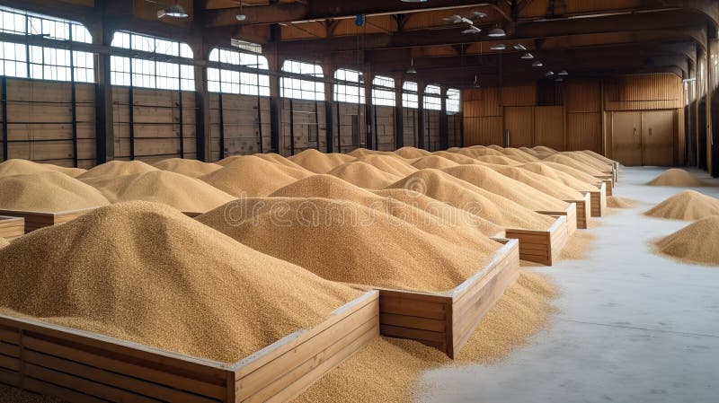 Storage of Wheat and Grain, Inside View. Stock Illustration ...