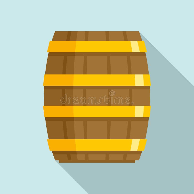 Storage Wood Barrel Icon, Flat Style Stock Vector - Illustration of ...