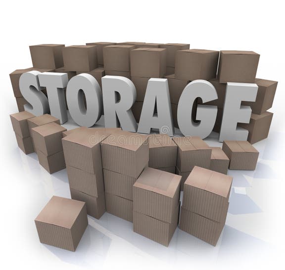 Storage Word Piles Cardboard Boxes Basement Locker Stock Illustration ...