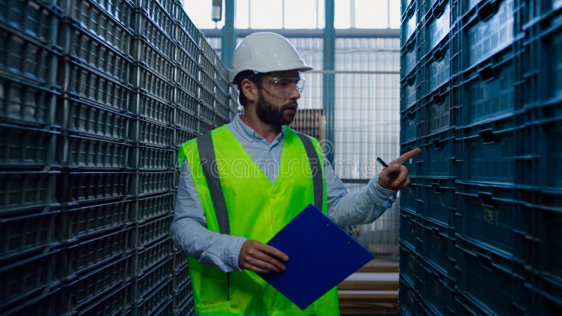 Storage Worker Counting Boxes Preparing Shipment Package Inspecting ...