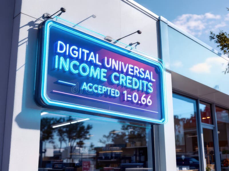 Store Accepting Digital Universal Credits As Payment Method Stock Photo ...