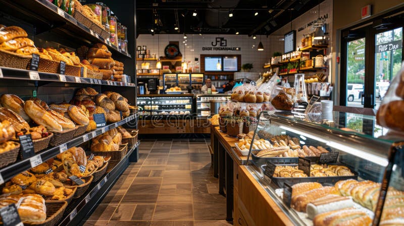 In-store Bakery and Deli stock illustration. Illustration of shopping ...