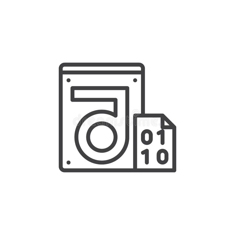 Binary File Coding System Vector Thin Line Icon Stock Vector Illustration Of Number Black