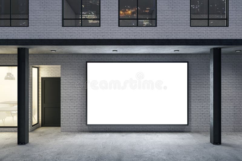 Store with Blank Poster on Brick Wall and Columns Stock Illustration ...