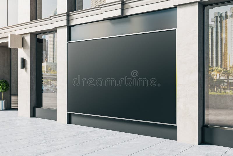 Store with Blank Poster on Wall and Columns Stock Illustration ...