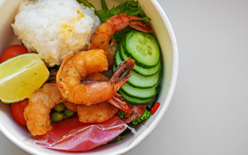 Store-bought poke bowl stock photo. Image of bowl, condiment - 261272834