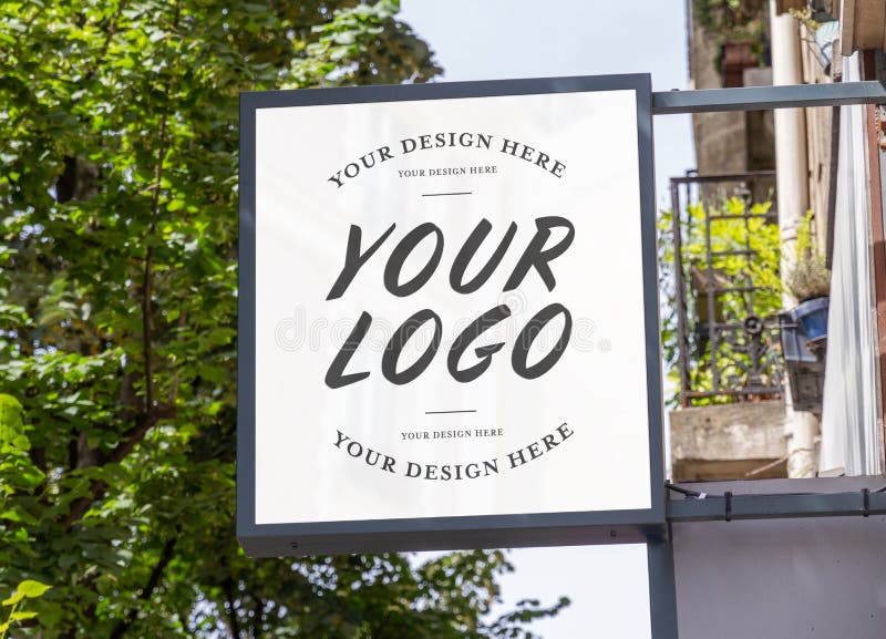 Store brand sign mockup stock illustration. Illustration of mockup ...