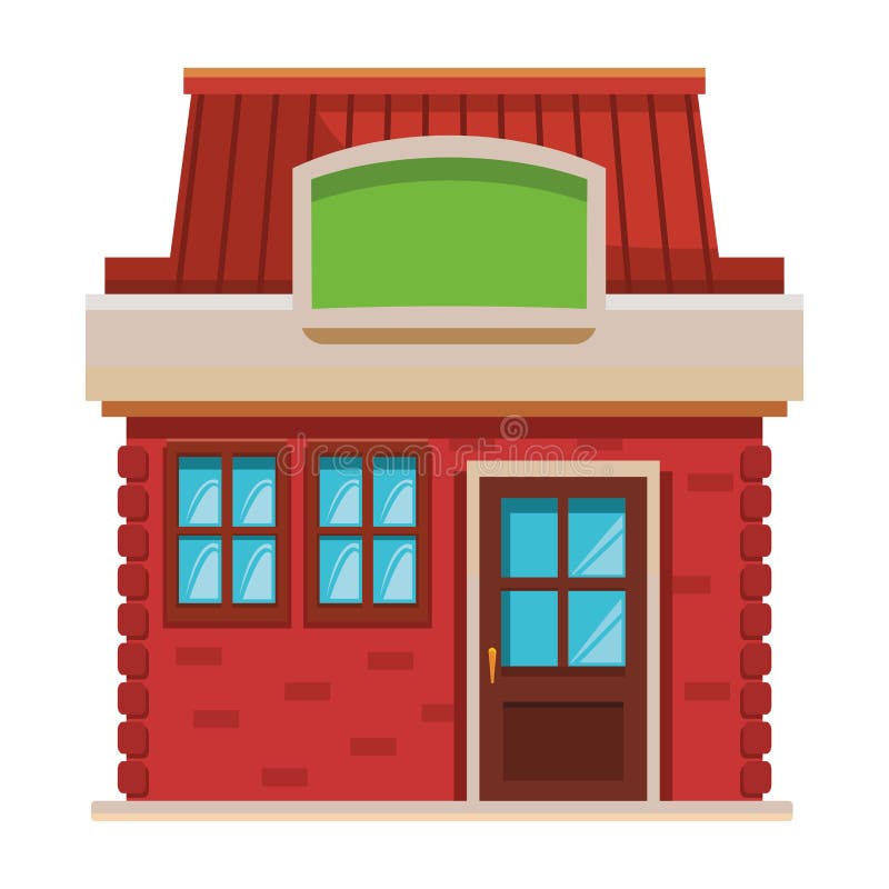 Store building cartoon stock vector. Illustration of facade - 135442854