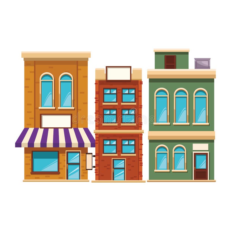 Store building cartoon stock vector. Illustration of front - 135442879