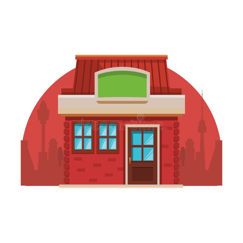 Store building cartoon stock vector. Illustration of sale - 135443019