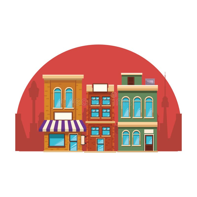 Store building cartoon stock vector. Illustration of facade - 135443036